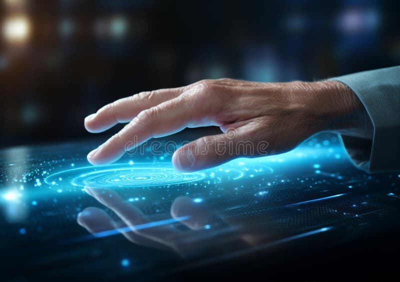 Touch the Future, Illustration of a Sense of Science and Technology ...