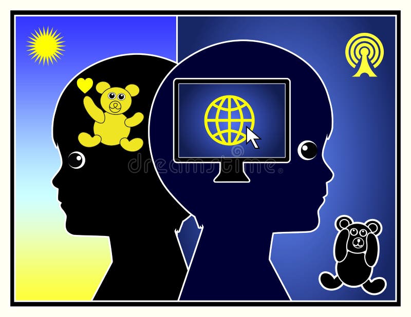 Technology Changes Childhood Stock Illustration - Illustration of ...