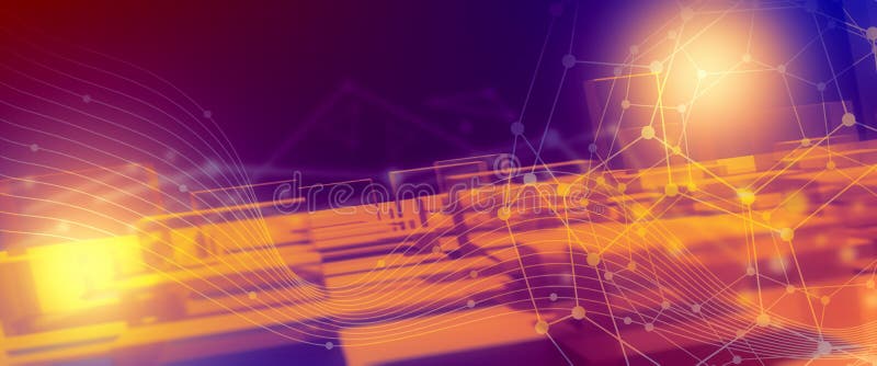 Lines with Dots Connected Style Technology Background Stock ...