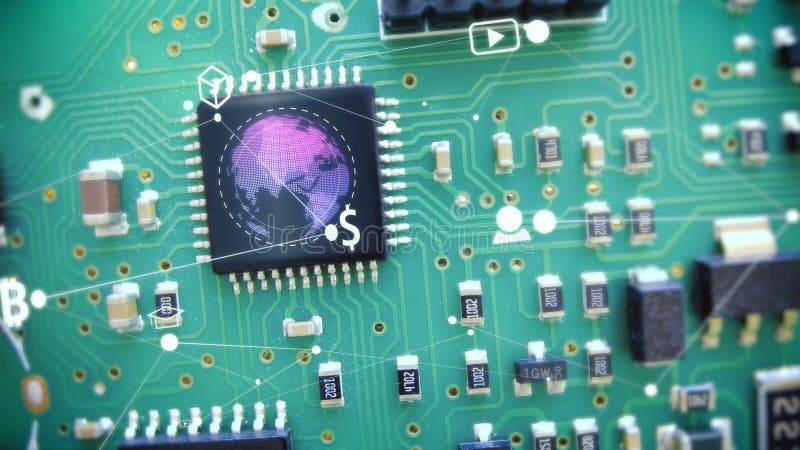 Technology Chips on Motherboard, Computer AI Graphics Concept. Stock ...
