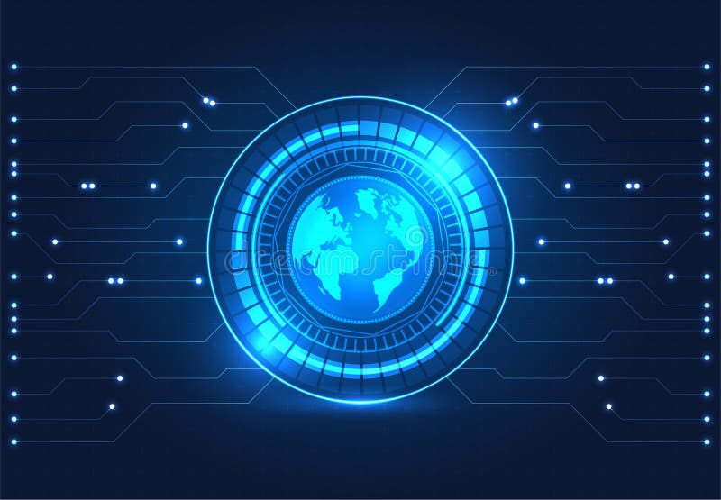 Technology Circles with the World Inside a System of the Internet Stock ...