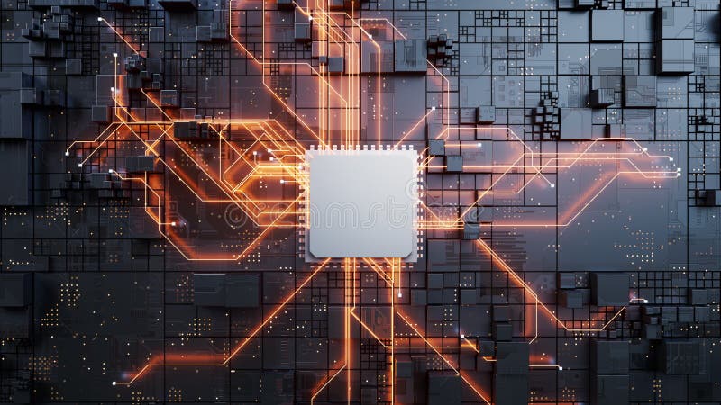 Technology Circuit Board and Core, 3d Rendering Stock Footage - Video ...