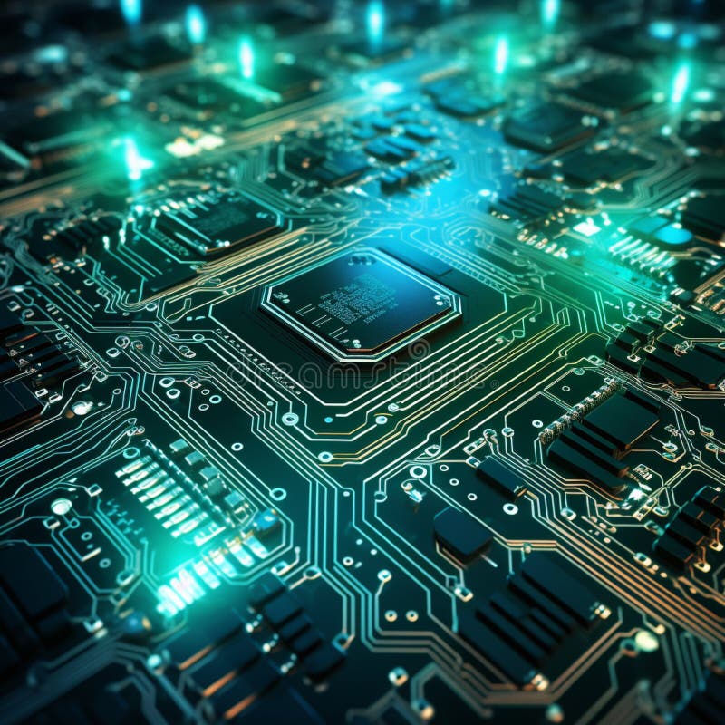 Technology Circuit Board with Intricate Electronic Components Generated ...