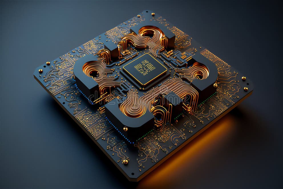 Technology Circuit Processor with Microchip. Stock Illustration ...