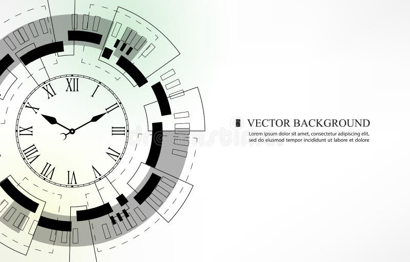Abstract Technology Clock Vector White Background Stock Illustration ...
