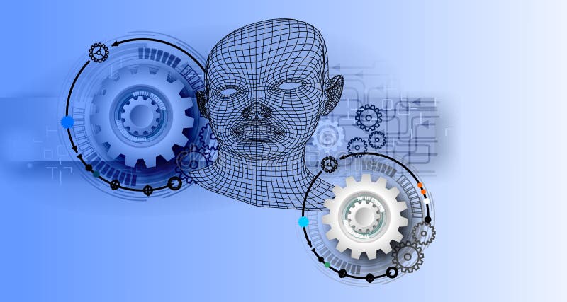 Technology Cogs Globe Background.artificial Intelligence Virtual ...