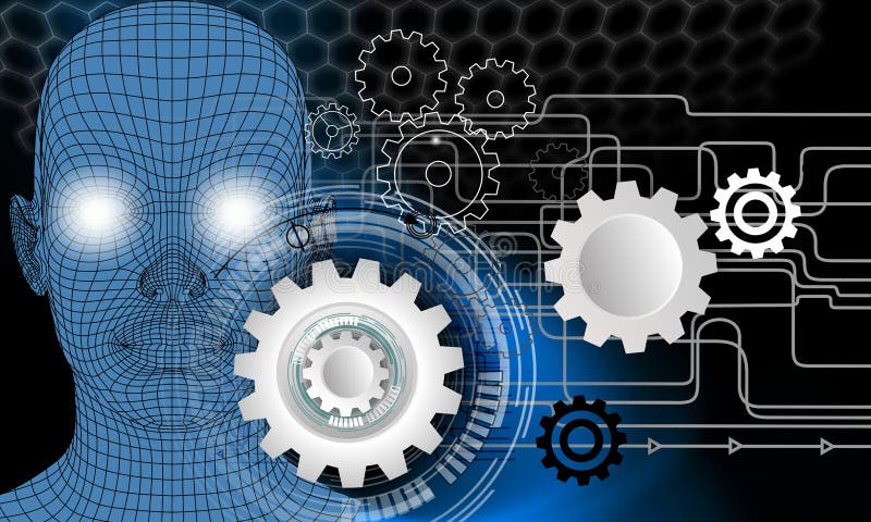Technology Cogs Globe Background.artificial Intelligence Virtual ...