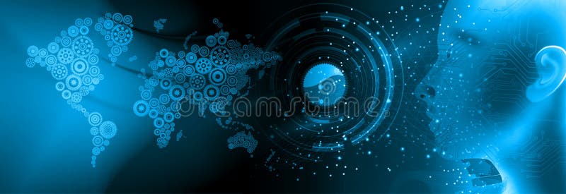 Technology Cogs Globe Background.artificial Intelligence Virtual ...