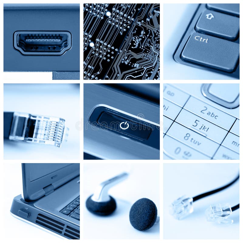 Technology collage stock photo. Image of blackberry, cable - 25298138