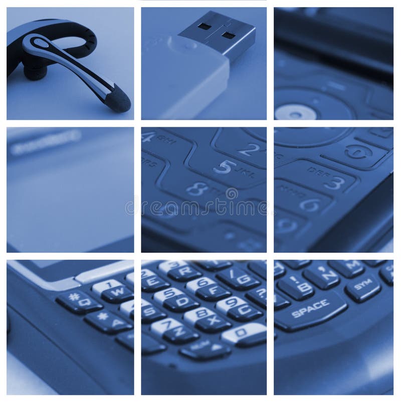 Technology collage3 stock image. Image of blue, mobile - 4008735