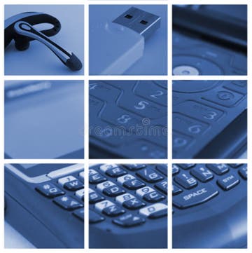 Technology collage3 stock image. Image of blue, mobile - 4008735