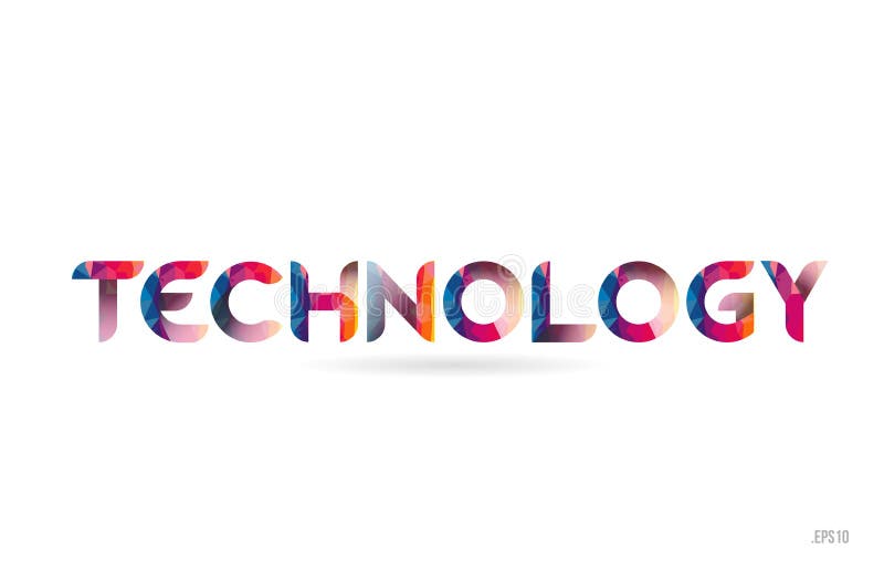 Technology Colored Rainbow Word Text Suitable for Logo Design Stock ...