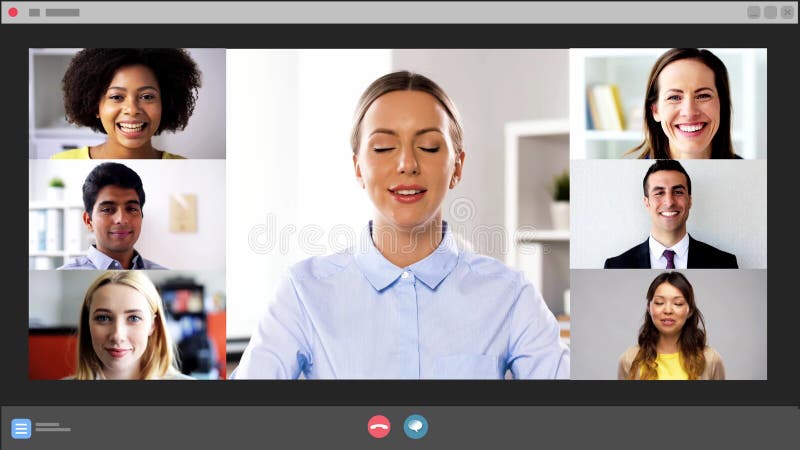 Screen with People Having Group Video Conference Stock Footage - Video ...