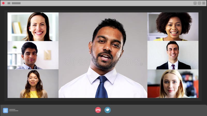 Screen with People Having Group Video Conference Stock Footage - Video ...