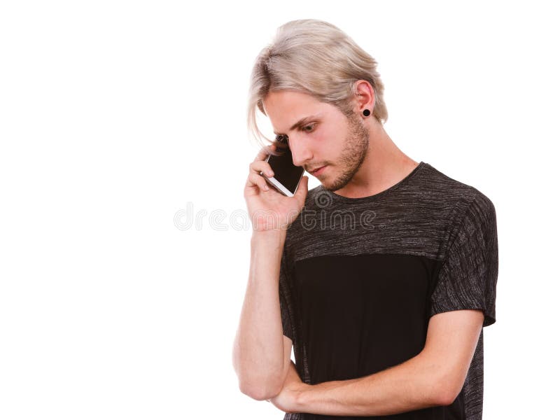 Sad Man Talking on Mobile Phone Stock Image - Image of generation ...
