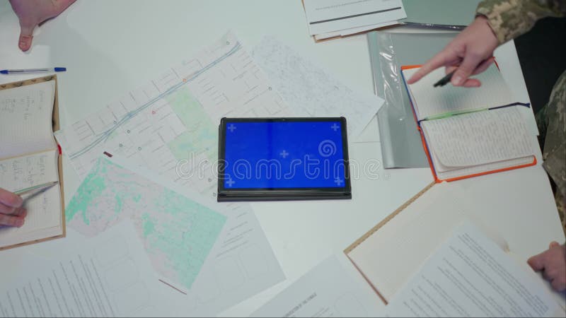 Group of Security Squad in Control Center. Military Headquarters ...