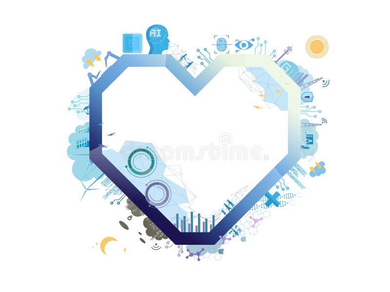 Technology Heart Frame with Corner Vector Illustration Graphic EPS 10 ...