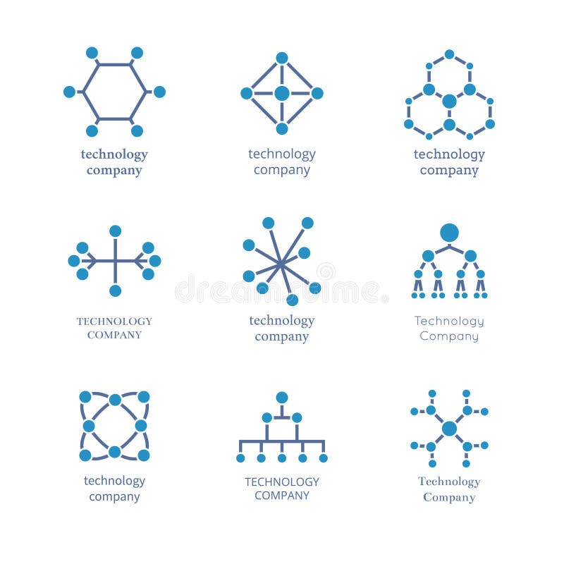 Technology Company Logo Set. Vector Technological Information Network ...