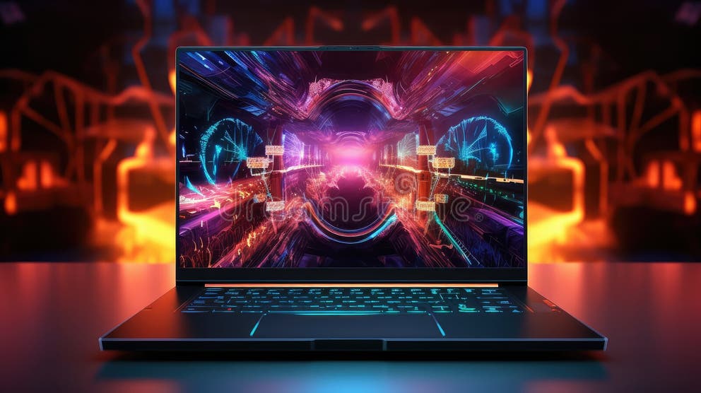 Technology computer black stock illustration. Illustration of glow ...