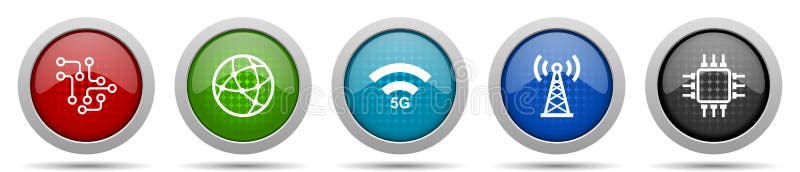 Technology and Computer Icons, Miscellaneous Buttons Such As Chip ...