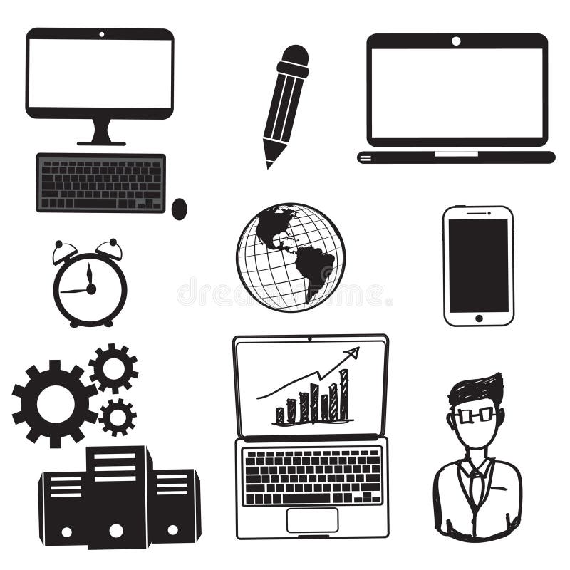 Technology Computer, Telephone and People Business Symbol. Stock Vector ...