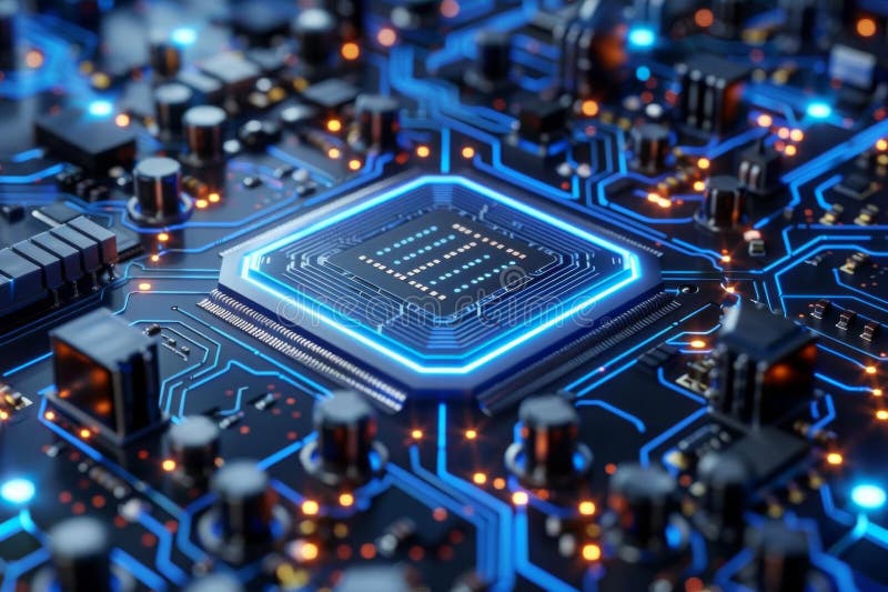 Technology Concept: Ai Chip Blueprint Design Stock Illustration ...