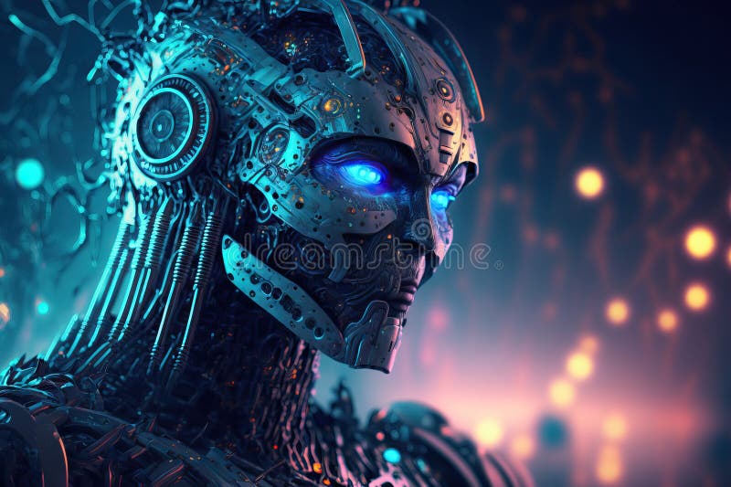 Technology Concept for Automation Analysis with Cyborg Mentality Stock ...