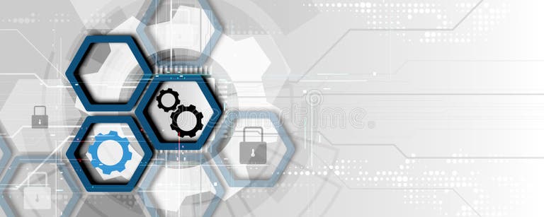 Technology Concept Background Image, Network Gear, Hexagonal Geometric ...