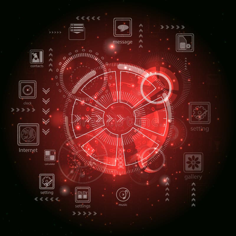 Technology Concept Background Red with Icons Stock Illustration ...