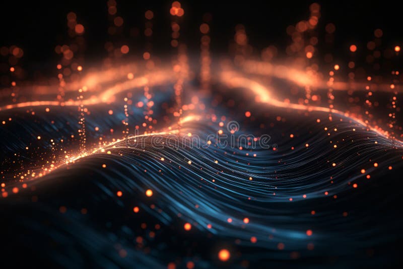 Technology Concept Binary Stream Depth of Field Abstract Illustration ...