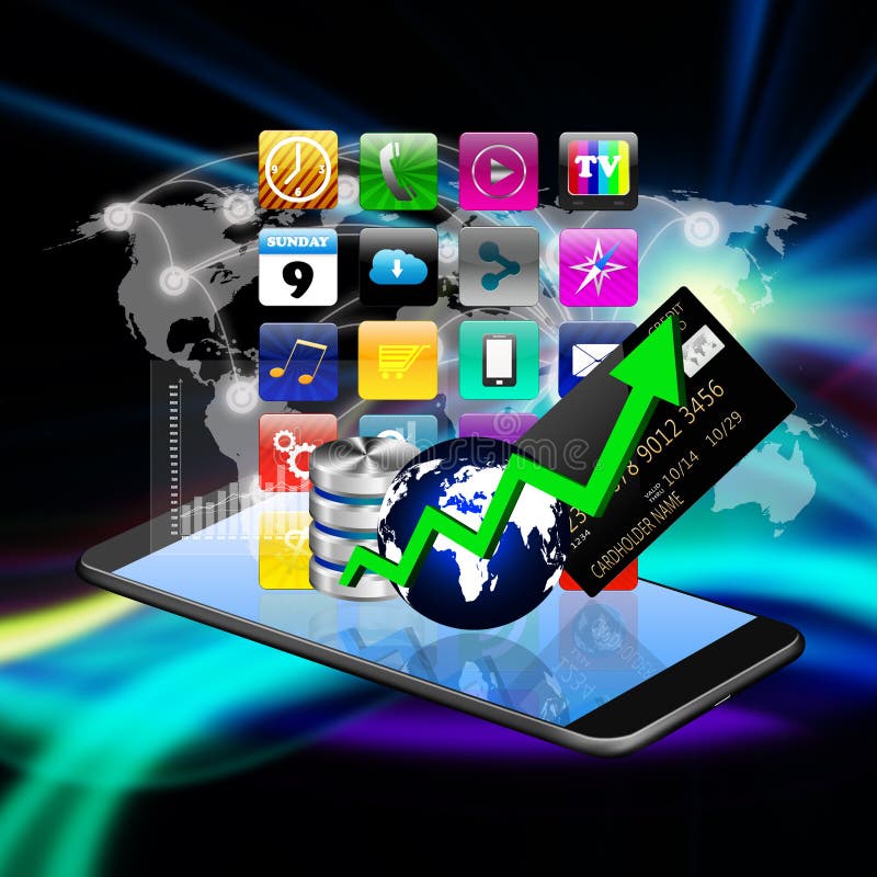 Technology Concept with Colorful Application Icon on Smartphone, Cell ...