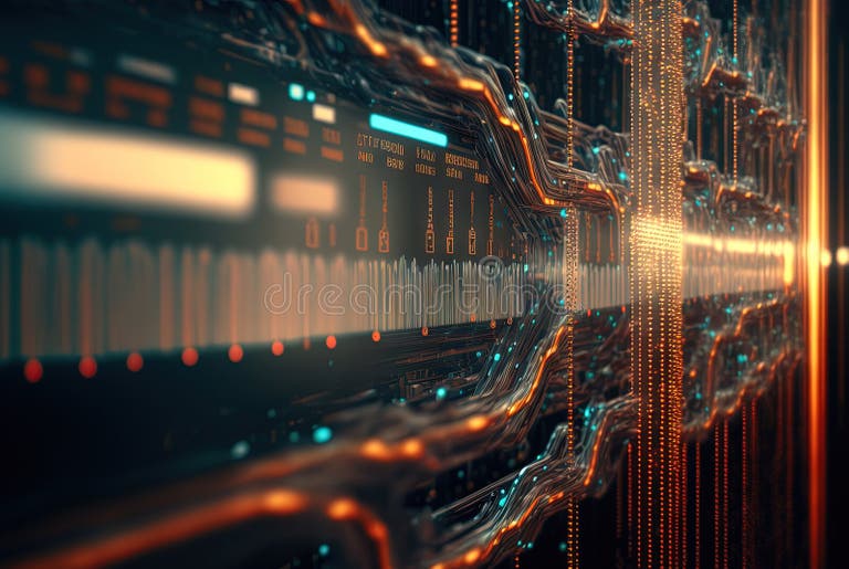 Technology Concept of Data Flow. Data Collecting and Sorting in Digital Abstraction. Generated ...