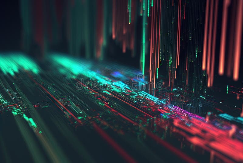 Technology Concept Of Data Flow Data Collecting And Sorting In Digital Abstraction Generated