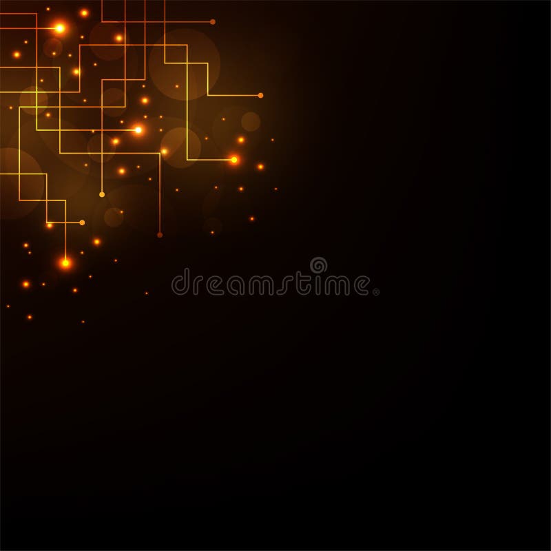 Technology in the Concept of Electronic Circuits on a Dark Orange ...