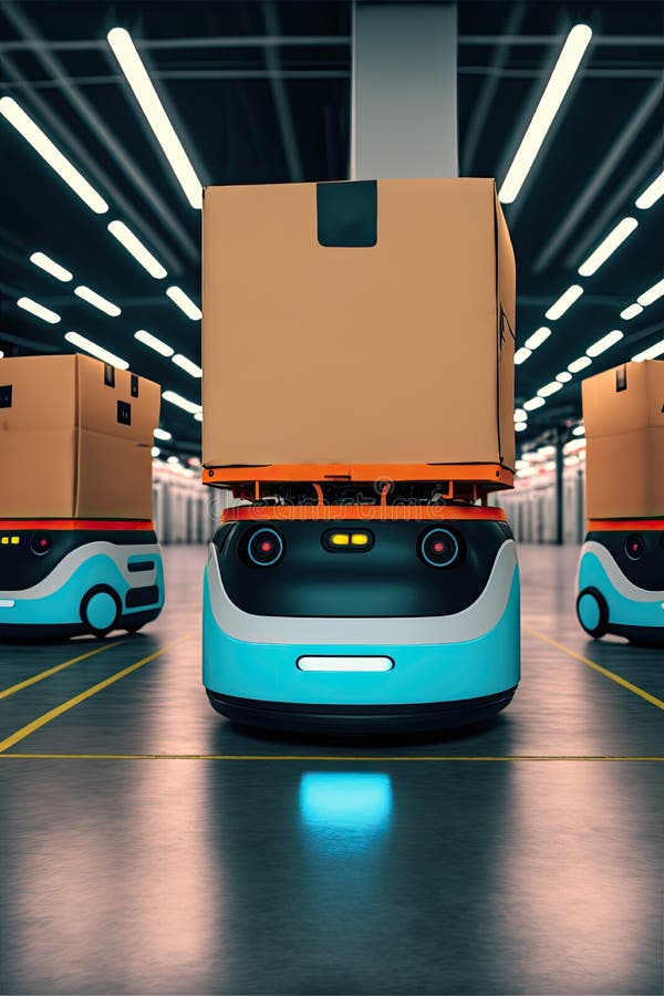 Futuristic Warehouse Delivery with Automated Guided Vehicles ...
