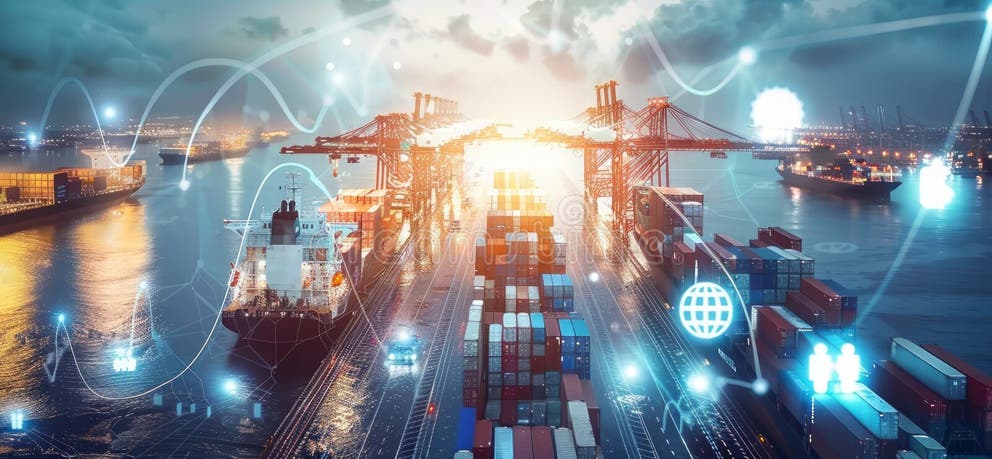 Technology Concept with Global Logistics Partnership Industrial ...