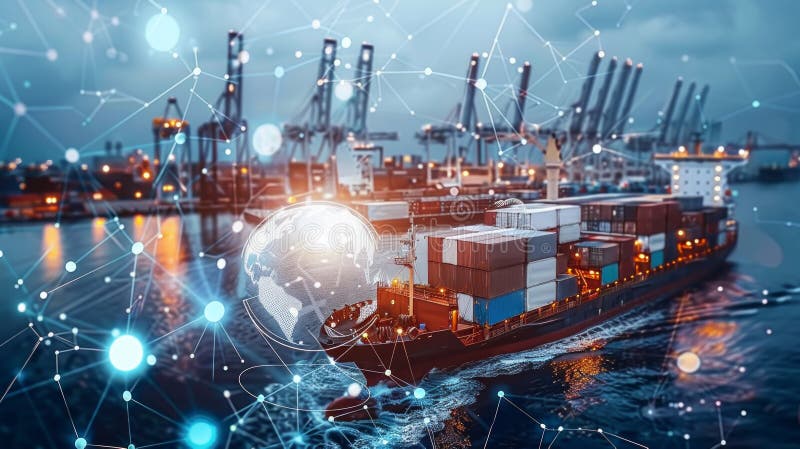 Technology Concept with Global Logistics Partnership Industrial ...