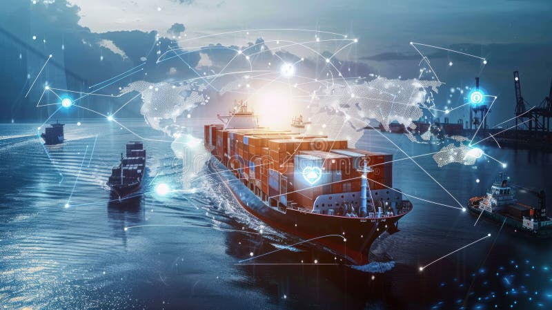 Technology Concept with Global Logistics Partnership Industrial ...