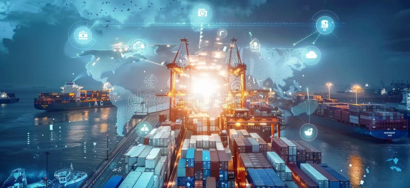 Technology Concept with Global Logistics Partnership Industrial ...