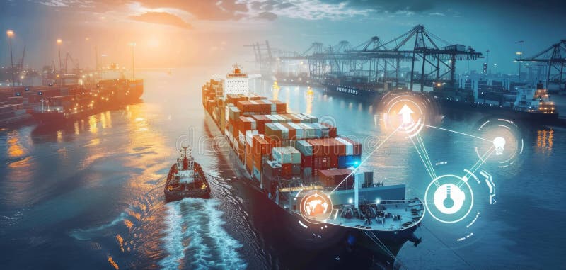 Technology Concept with Global Logistics Partnership Industrial ...