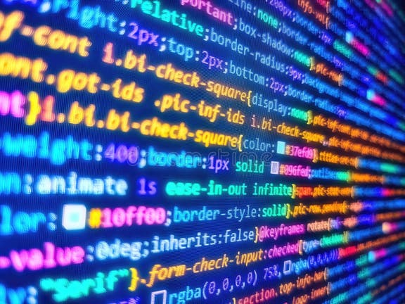 Technology Concept Hex Code Digital Background. Coding Script Text on Screen Stock Image - Image ...