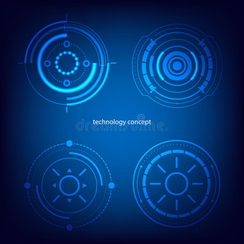 Technology Concept. HUD Circle User Interface on Blue Background ...