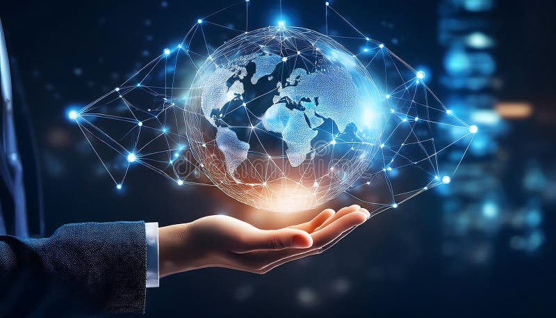 Technology Concept Icon in Hand, Global Communication and Internet ...