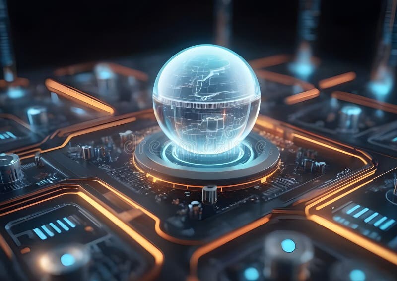 Technology Concept Illustration. Printed Circuit Board. Innovation and ...