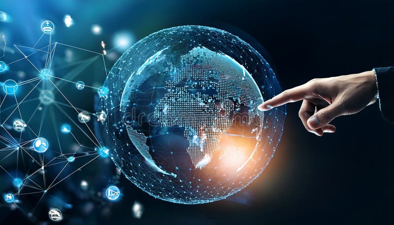 Technology Concept and Network Icons. Online Data Exchange Connecting ...