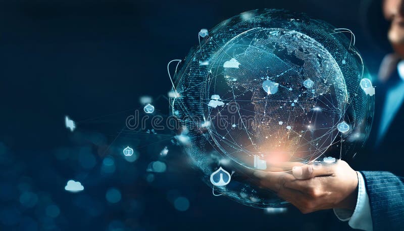 Technology Concept and Network Icons. Online Data Exchange Connecting ...