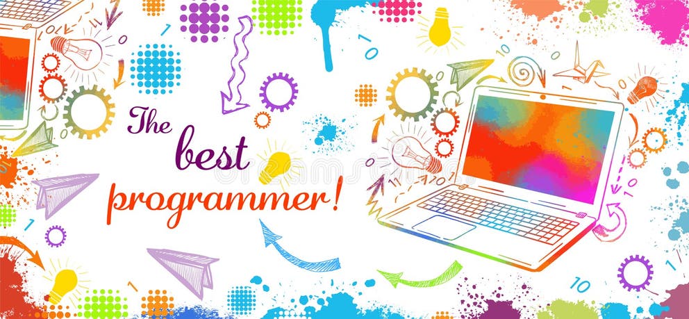 Technology Concept. Programming Web Banner. Best Programming Languages. Mug Design for the Best ...