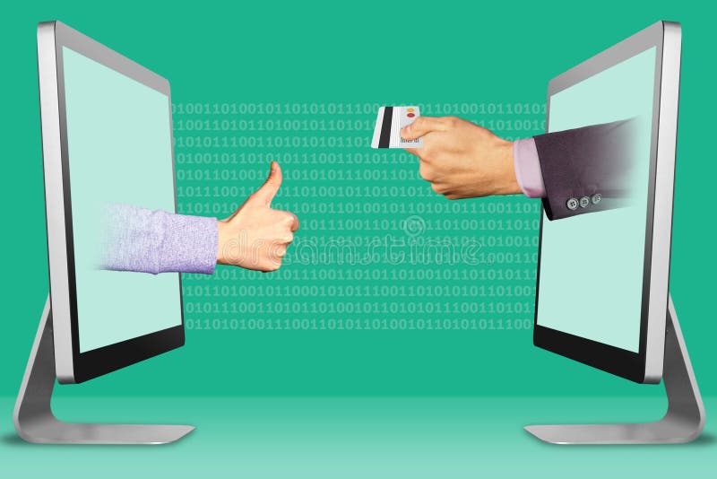 Technology Concept, Two Hands from Computers. Thumbs Up, Like and Hand ...