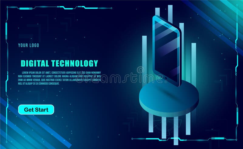 Technology Concept for Web Banner Template or Brochure , Blue Colour ...