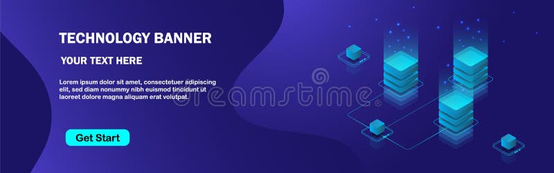 Technology Concept for Web Banner Template or Brochure , Blue Colour ...